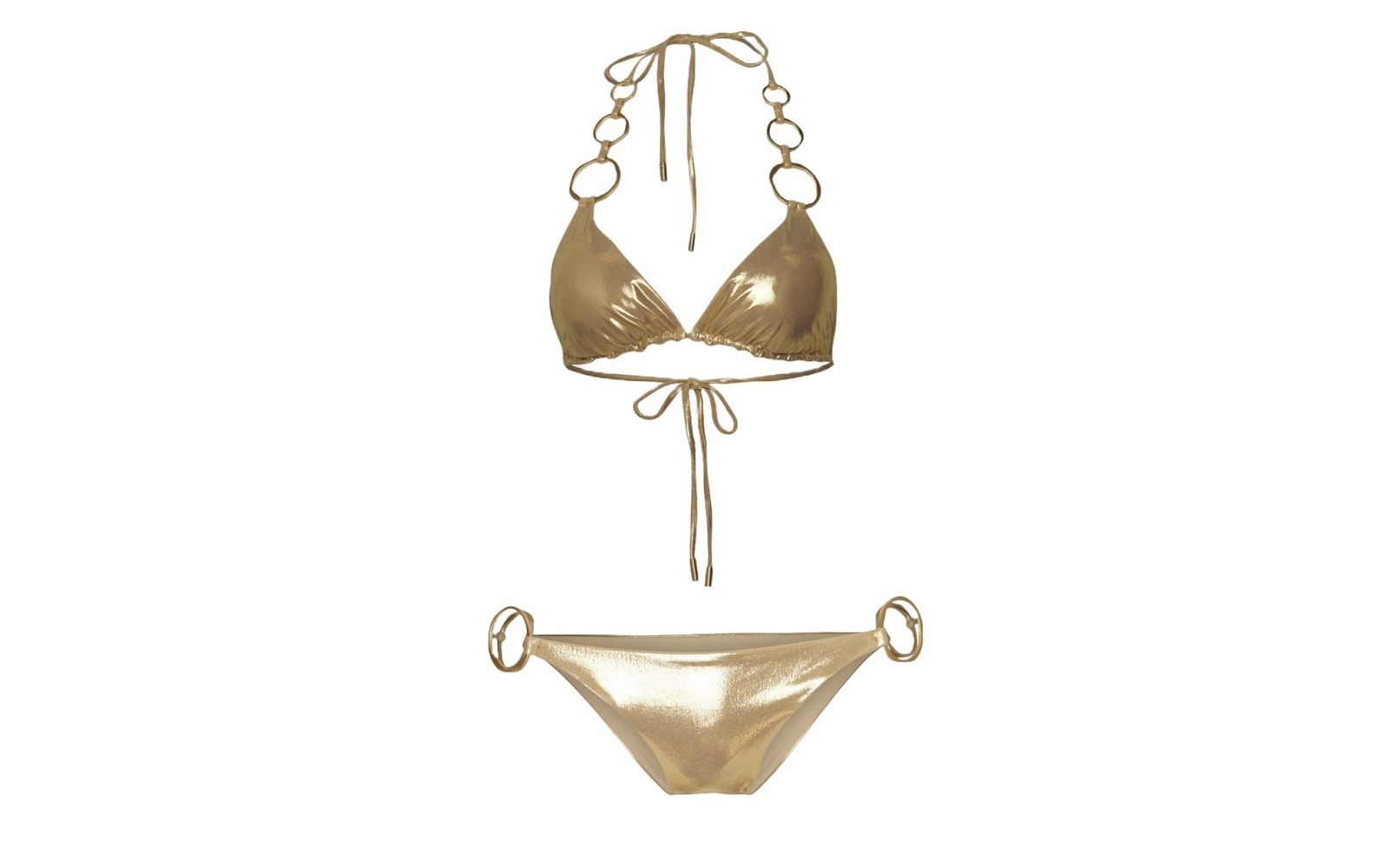 The vintage inspiration of the metallic bikini